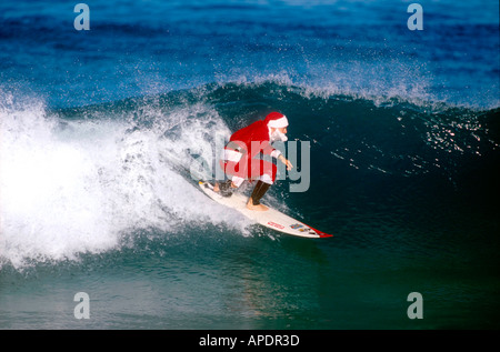 Surfing Santa, balance and concentration, Gabe Davies, Hawaii, USA ...