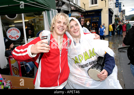 man drinking beer in the rain in a pub beer garden Stock Photo - Alamy