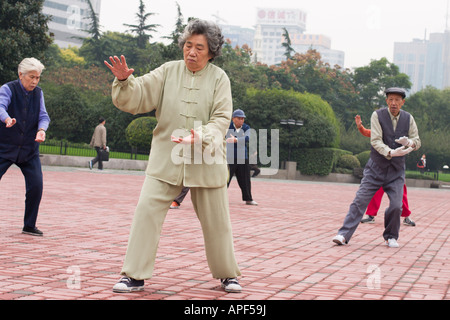China, Shanghai, Guangchang Park, people practicing taichi Stock Photo ...