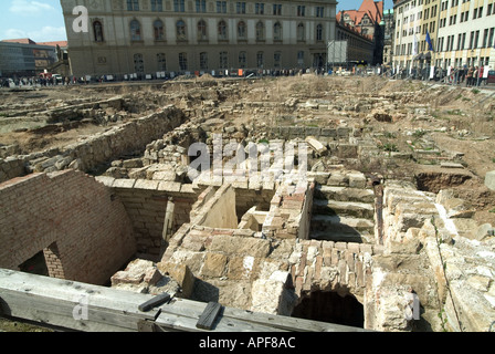 Foundation walls of buildings during the restoration work in Dresden ...