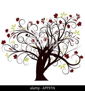 beautiful vector autumn tree design Stock Photo - Alamy