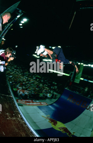 Skateboarding half pipe Tony Hawk Stock Photo - Alamy