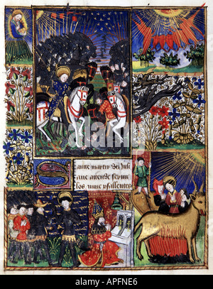 Manuscript of the Hours of Rohan Montauban Cynegetic story dogs and ...