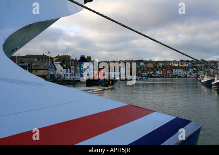 Condor shipping Seacats hydrofoil ferry in Weymouth Harbour, Dorset ...