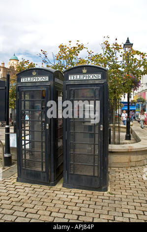 Two black telephone boxes in London Stock Photo - Alamy