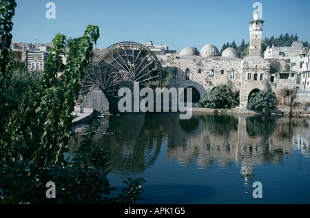 Hama (Hamath) Water-wheel and aqueduct for irrigation 1900, Syria ...