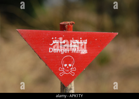 Danger mines sign at a Sudanese minefield Stock Photo - Alamy