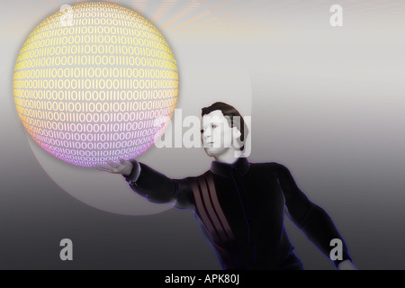 Man holding a binary sphere Stock Photo - Alamy
