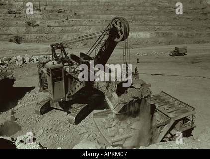 Cuajone copper mine with truck and shovel working southern Andes Peru ...