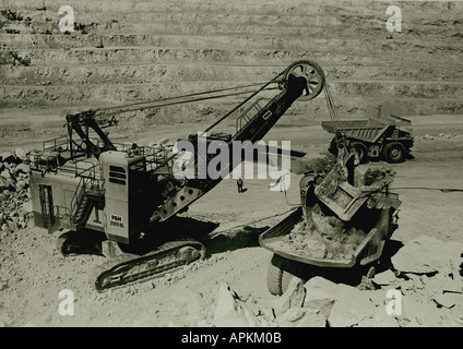 Cuajone copper mine with truck and shovel working southern Andes Peru ...
