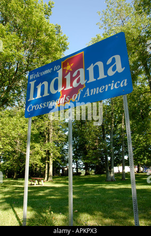 Welcome to Indiana Highway Sign on State Road 135 Harrison County Stock ...