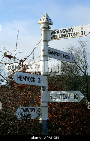 Signpost on the Blackdown Hills Devon Somerset Border Stock Photo - Alamy