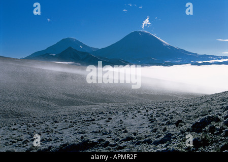 Payachata twin volcano peaks, Parinacota and Pomerape,, Tarapaca Region ...