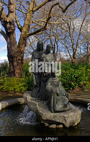 The fountain of The Three Fates. Fates statue. St. Stephen's Green ...