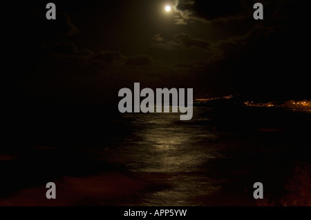 Full moon over bay at Castel Di Tusa Sicily Italy Stock Photo - Alamy