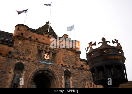 Burning torch at the entrance, Edinburgh Castle, Esplanade, Castle ...