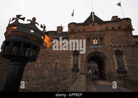 Burning torch at the entrance, Edinburgh Castle, Esplanade, Castle Rock ...