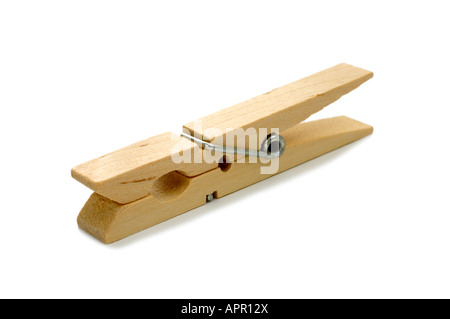 Wooden clothes peg isolated on white background Stock Photo - Alamy