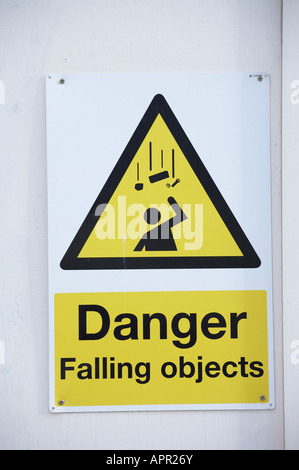 Danger falling objects warning sign label isolated, black triangle over ...