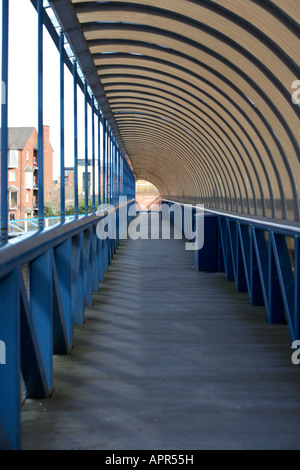 covered walkway over footbridge over river lagan attached to the lagan ...