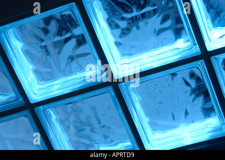Clear glass blocks translucent wall tiles Stock Photo - Alamy