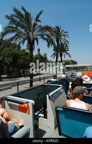 Barcelona open top tour buses Stock Photo - Alamy