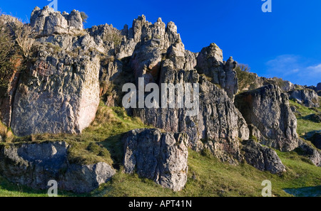Limestone at Harboro Rocks near Brassington in the Peak District ...