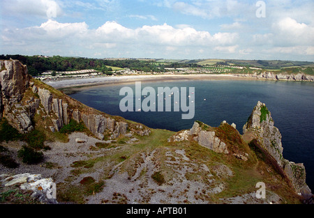 Lydstep Point and quarry looking towards the caravan park Stock Photo ...