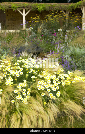 garden with a canopy roof covered with low planting Stock Photo - Alamy