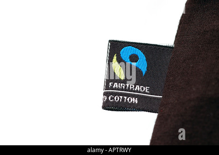 Fair trade clothing logo on a black t-shirt Stock Photo - Alamy