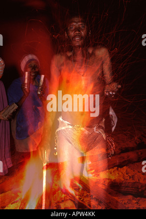 San Bushman Dancing village in night Botswana Stock Photo - Alamy