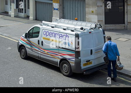 British Telecom Openreach Vauxhall Vivaro engineers service van parked ...