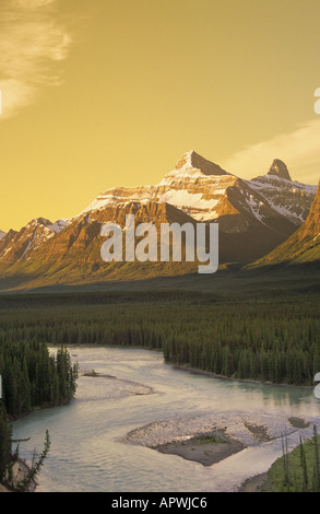 Mt Christie and Athabasca River, Jasper National Park, Alberta, Canada ...