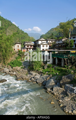 Birethanti village. Annapurna circuit trek. Nepal Stock Photo - Alamy