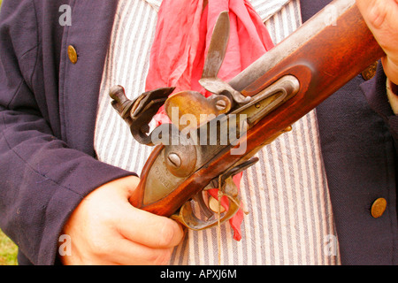 War of 1812 American soldier's musket leaning on tree Stock Photo - Alamy