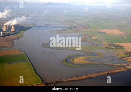 Flooding River Aire, south of Selby, North Yorkshire, England Stock ...