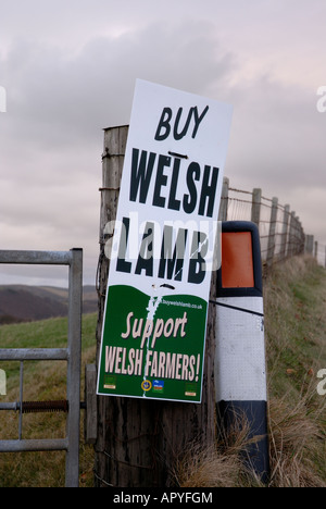 Poster on a gatepost promoting Welsh Lamb Stock Photo - Alamy