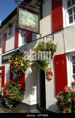View to the Swan Inn at Noss Mayo, from the village of Newton Ferrers ...