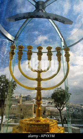 Replica of the Golden temple Menorah, Jerusalem, Israel Stock Photo - Alamy