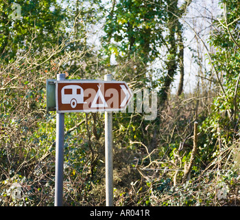 Caravan and Campsite Camping Brown Information Sign UK Pointing to a ...