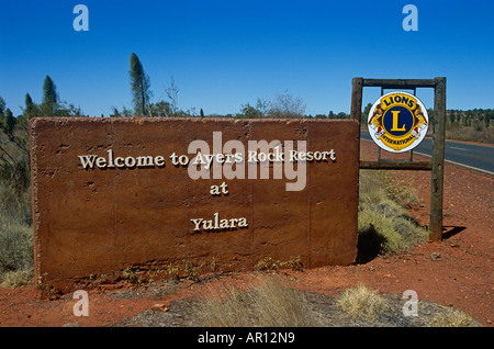 Ayers Rock Resort Sign, Mount Uluru, Ayers Rock in background, Kata ...