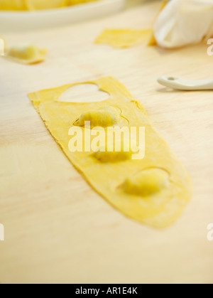 Preparation of hart-shaped ravioli, Italy Stock Photo - Alamy