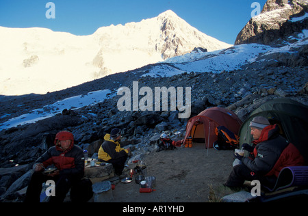 Campground, Ancohuma Trekking Bolivia, South America Stock Photo - Alamy