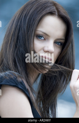 Hand of caucasian young woman grasping aggressive and scary with ...