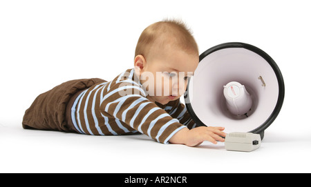 baby with megaphone Stock Photo - Alamy