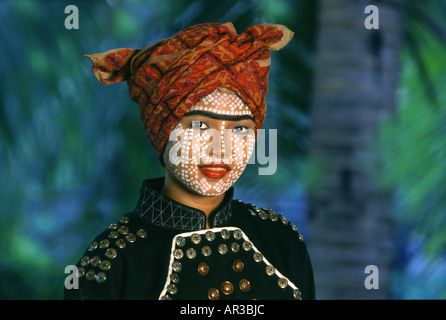 Yakan bride with traditional skin decoration and turban, Basilan Island ...