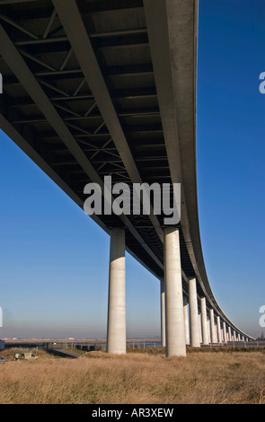 Sheppey Crossing bridge and A249 road viewed from the Isle of Sheppey ...