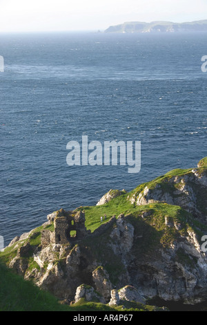 Kinbane Head castle on the Ulster Way and Causeway Coastal Route County ...