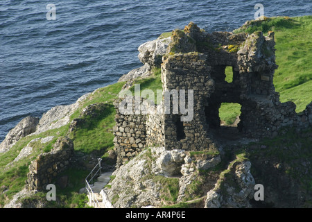 Kinbane Head castle on the Ulster Way and Causeway Coastal Route County ...