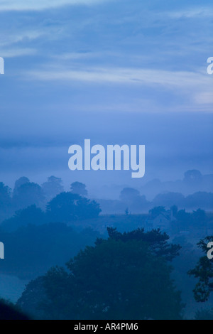 Evening mist on the Hills around Henllan Clwyd Stock Photo - Alamy